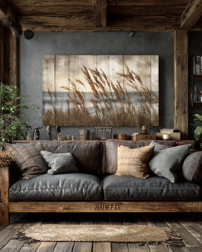 Rustic Coastal Seagrass Canvas Print: Farmhouse Beach House Wall Art - Etsy
