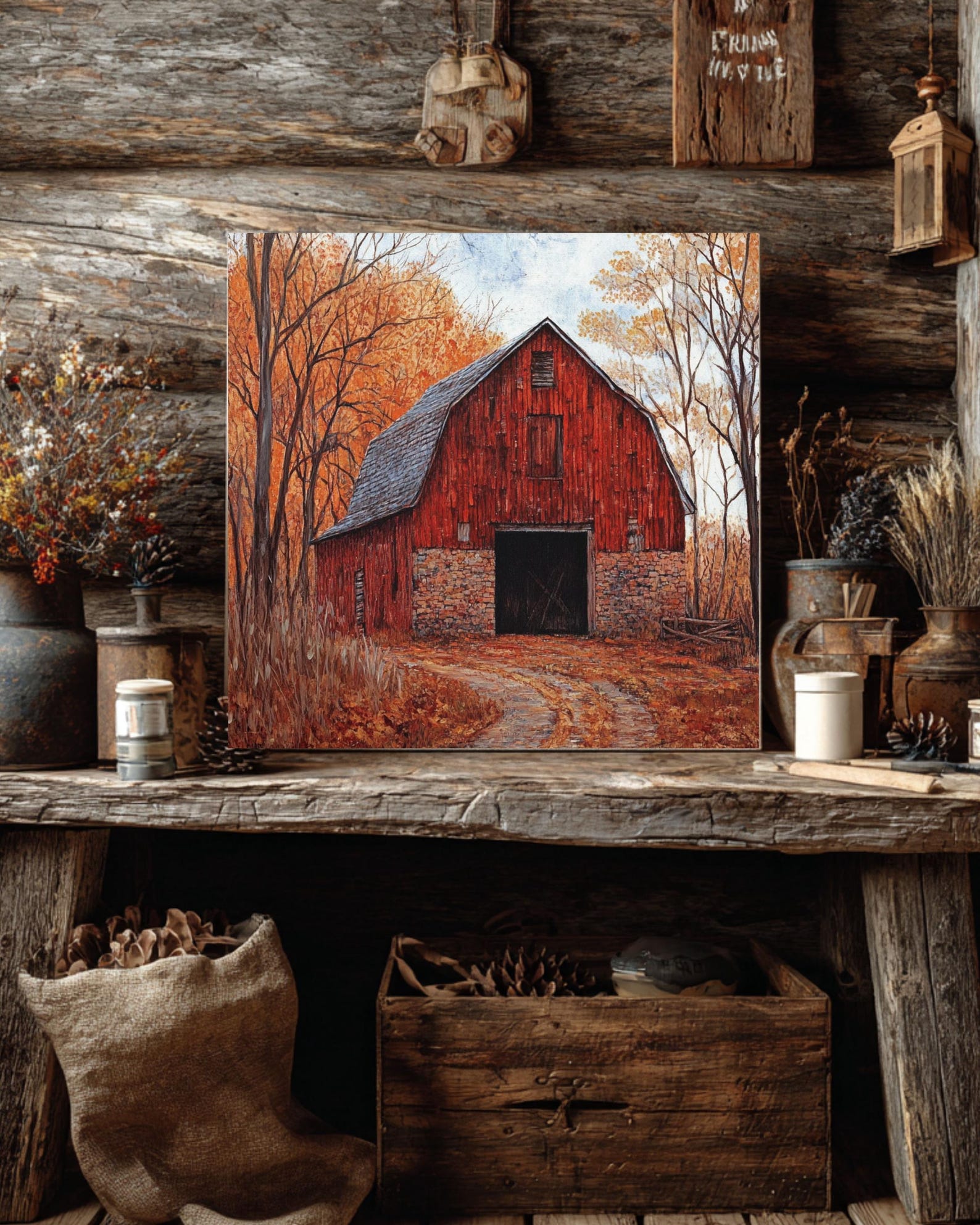 Rustic Red Barn Canvas Print: Farmhouse Wall Art - Etsy