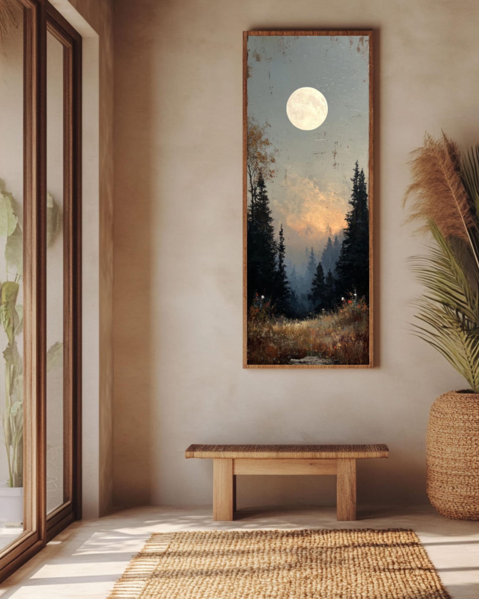 Rustic Alaska Canvas Art – Full Moon, Forest & Wildflowers - Etsy