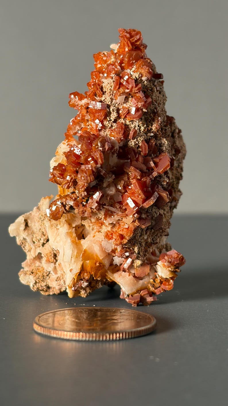 Vanadinite Crystal Cluster on Matrix — Natural Red Vanadinite Mineral ...