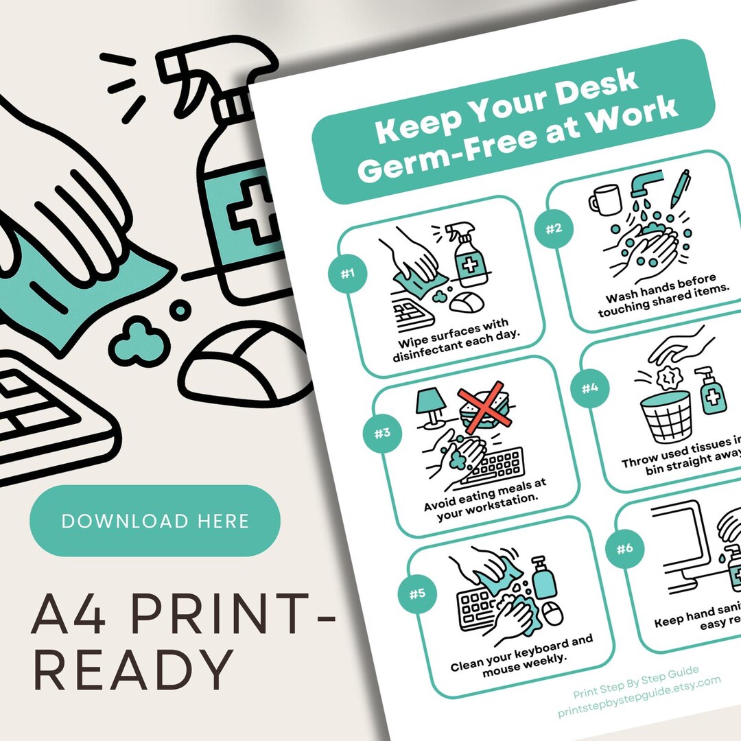 Desk Hygiene Guide Printable | Office Cleanliness Poster | 6 Step ...