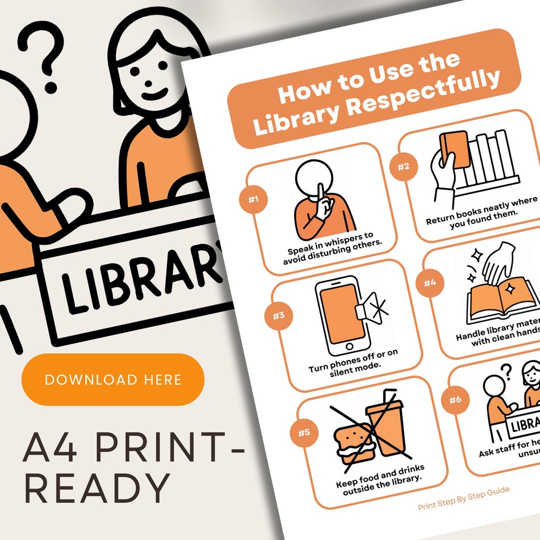 Library Rules Poster | A4 Printable Respect Sign for Kids & Students ...