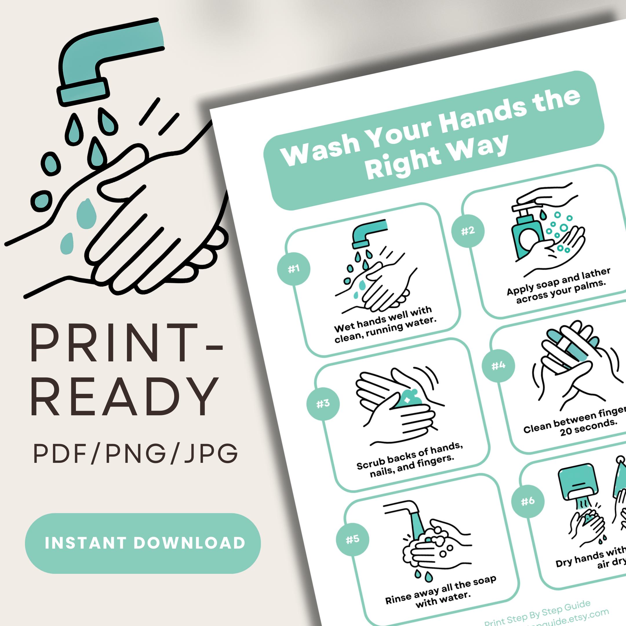 Hand Washing Guide for Kids | Step by Step Hygiene Poster | Children ...