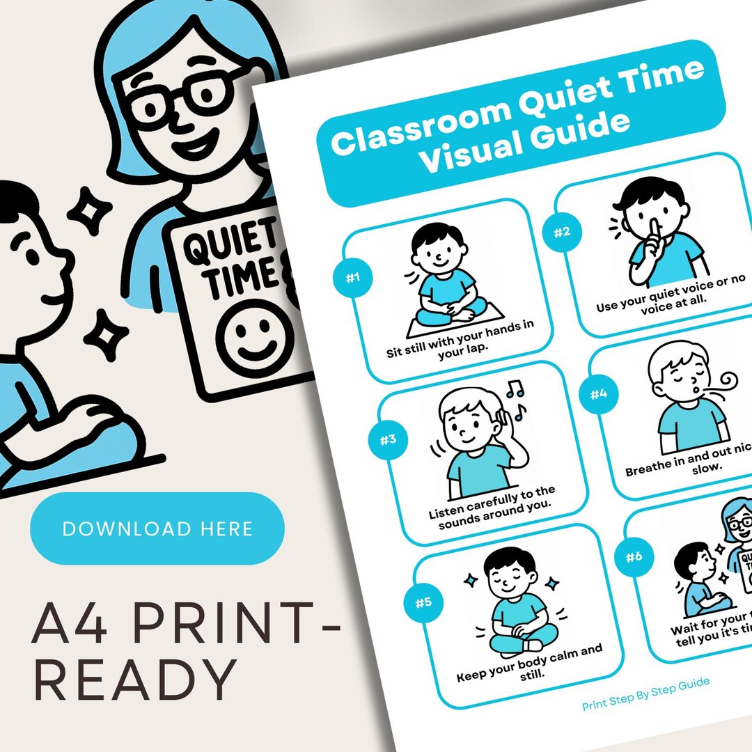 Classroom Quiet Time Poster: Calm Corner Visual Guide (PDF, JPG, PNG ...
