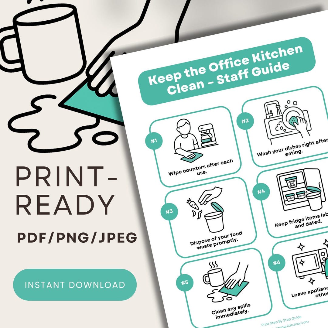 Printable Office Kitchen Cleaning Guide for Staff – Workplace Hygiene ...