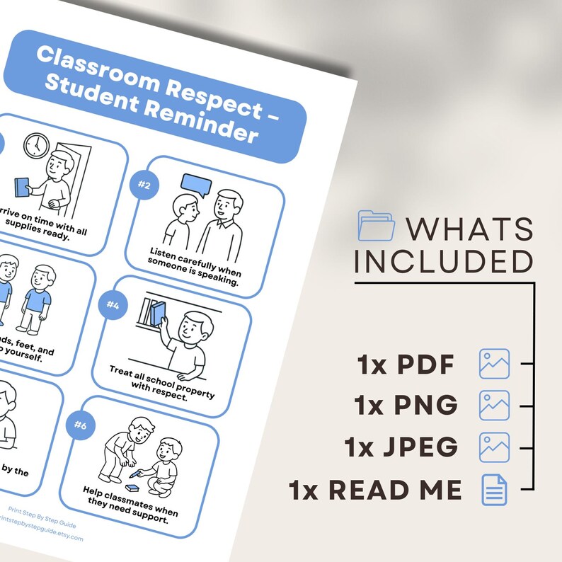 Printable Classroom Rules Poster: Respectful Behavior Chart (PDF, PNG ...