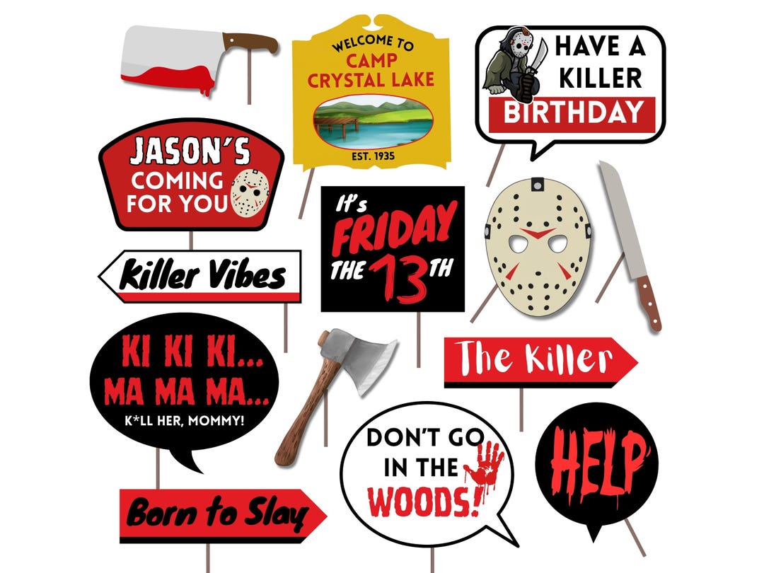 Friday the 13th Party Props Printable, Horror Halloween Photo Booth ...