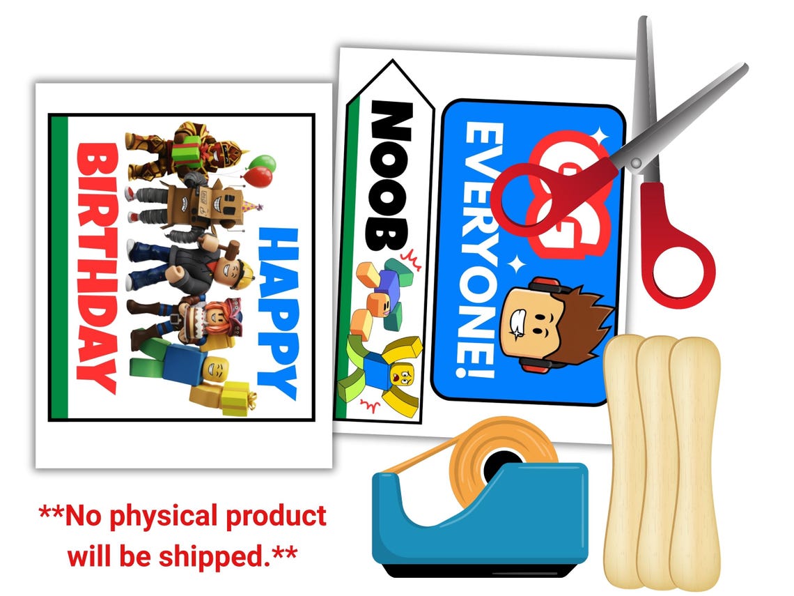 Roblox Inspired Birthday Party Props: Gamer Birthday Decorations ...