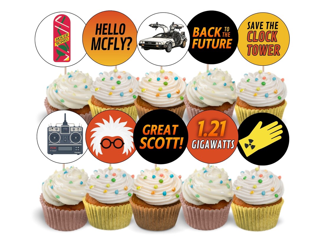 Back to the Future Cupcake Toppers: BTTF Movie Party Decorations ...