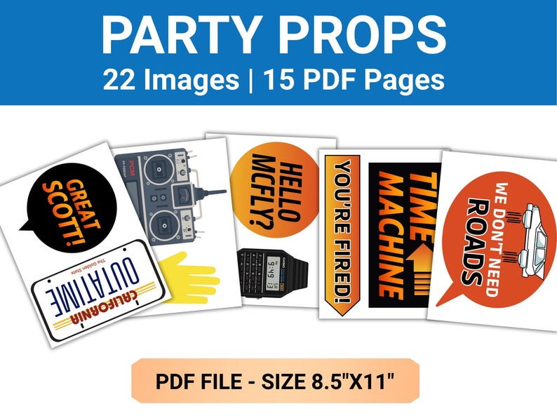 Back to the Future Party Props: BTTF Movie Photo Booth Props (digital ...