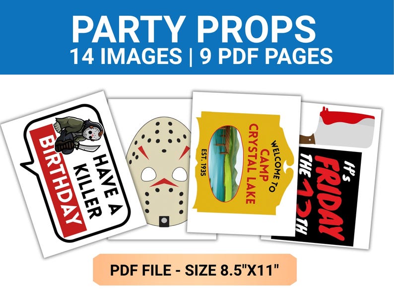Friday the 13th Party Props Printable, Horror Halloween Photo Booth ...