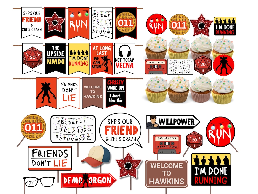 Stranger Party Bundle: Retro 80s Sci-fi Things Photo Booth Props ...