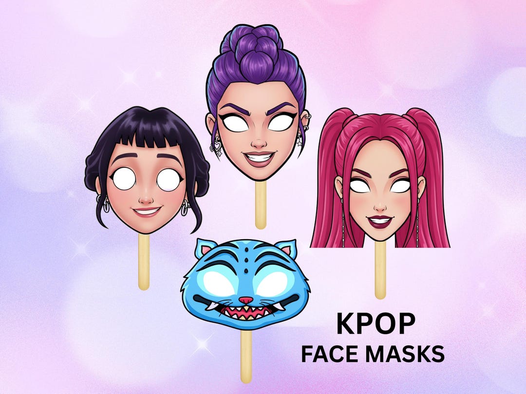K-pop Demon Hunter Face Masks: Kpop Birthday Party Props (digital PDF ...