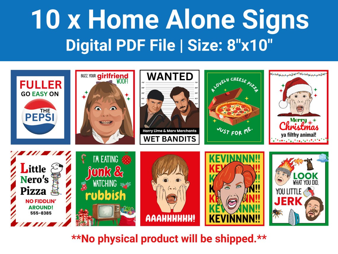 Home Alone Party Signs: Christmas Movie Party Decorations (digital PDF ...