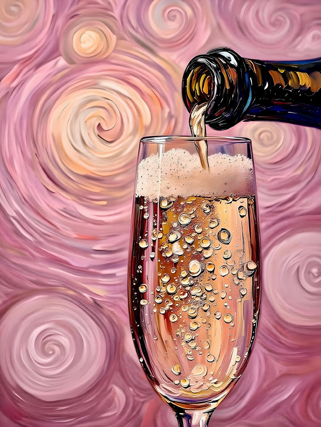 Champagne Celebration | Van Gogh Inspired Sparkling Wine Painting ...