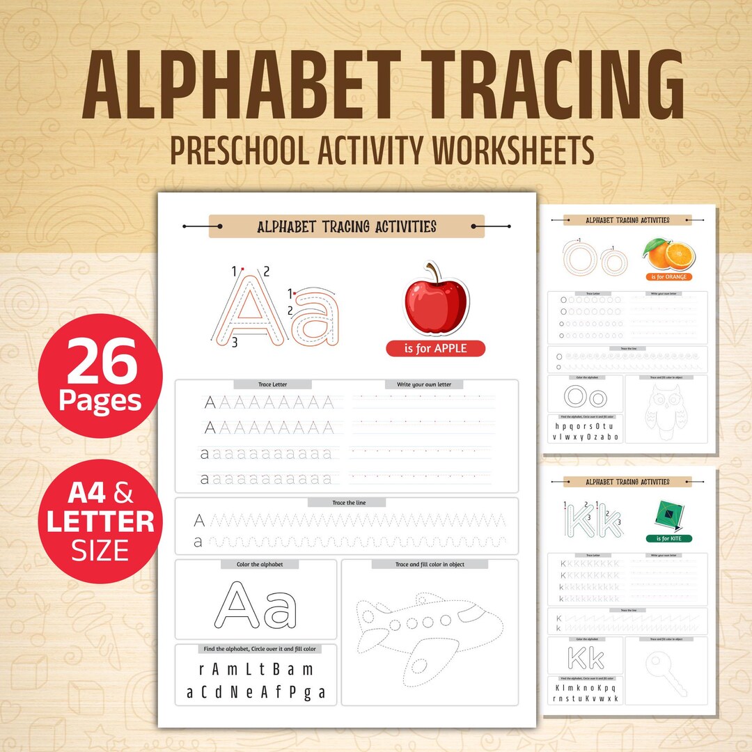 Alphabet Tracing Worksheets Preschool, Pre-k & Kindergarten ABC ...