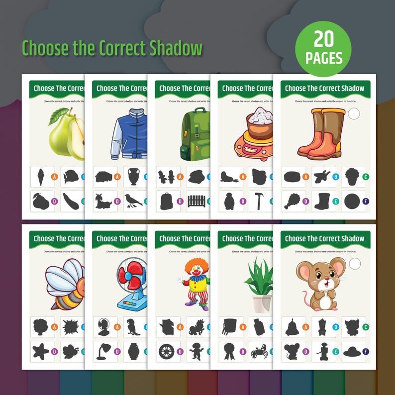 Matching Activity Printable, Shadow Matching Game, Preschool ...