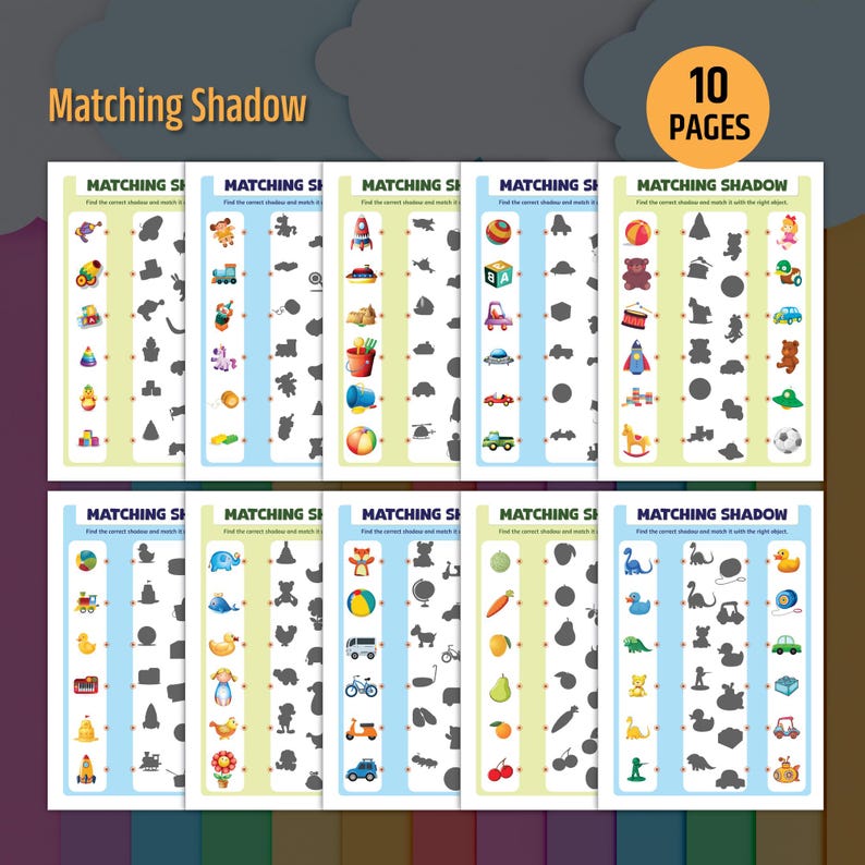 Matching Activity Printable, Shadow Matching Game, Preschool ...