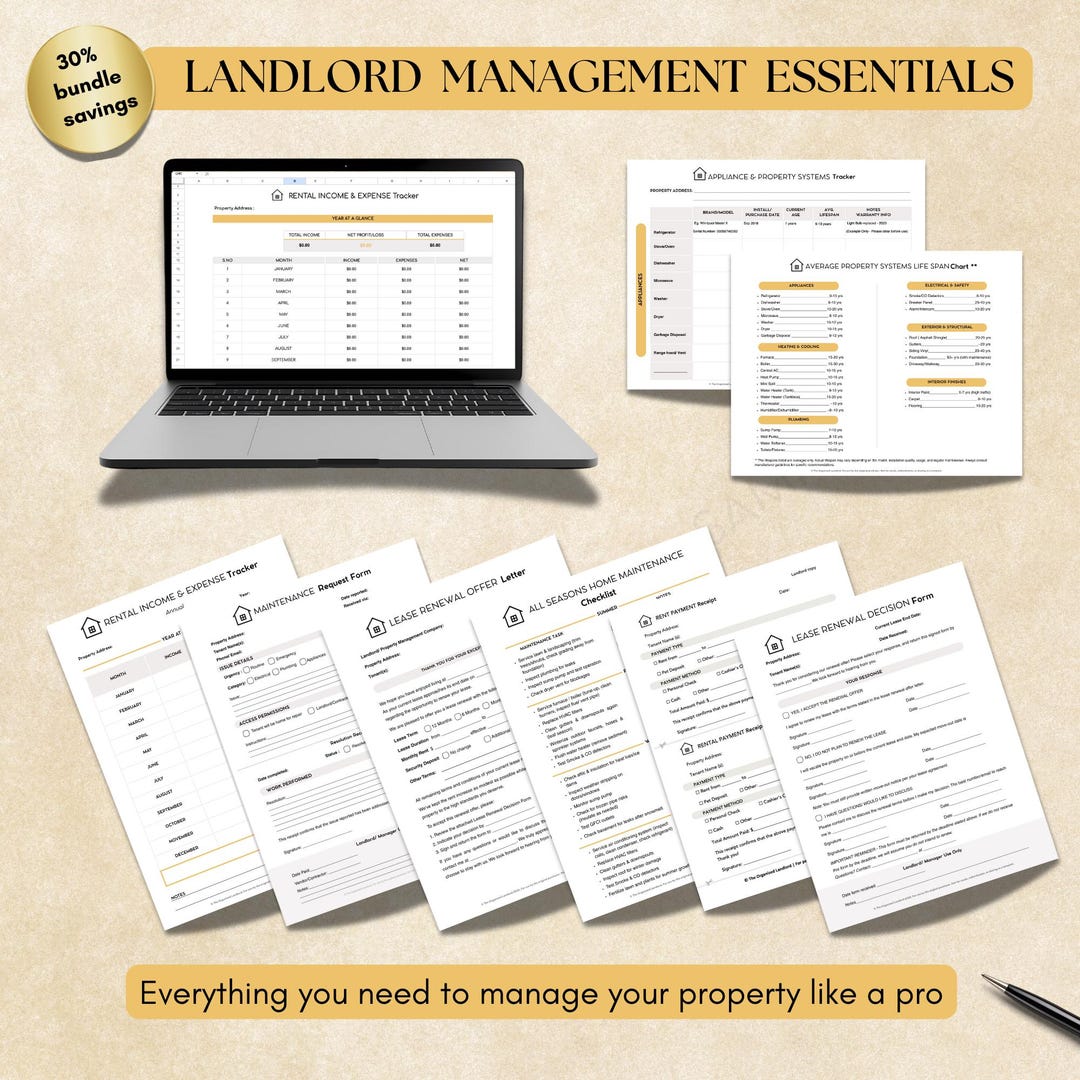 Landlord Management Forms Bundle | Property Maintenance, Lease Renewal ...