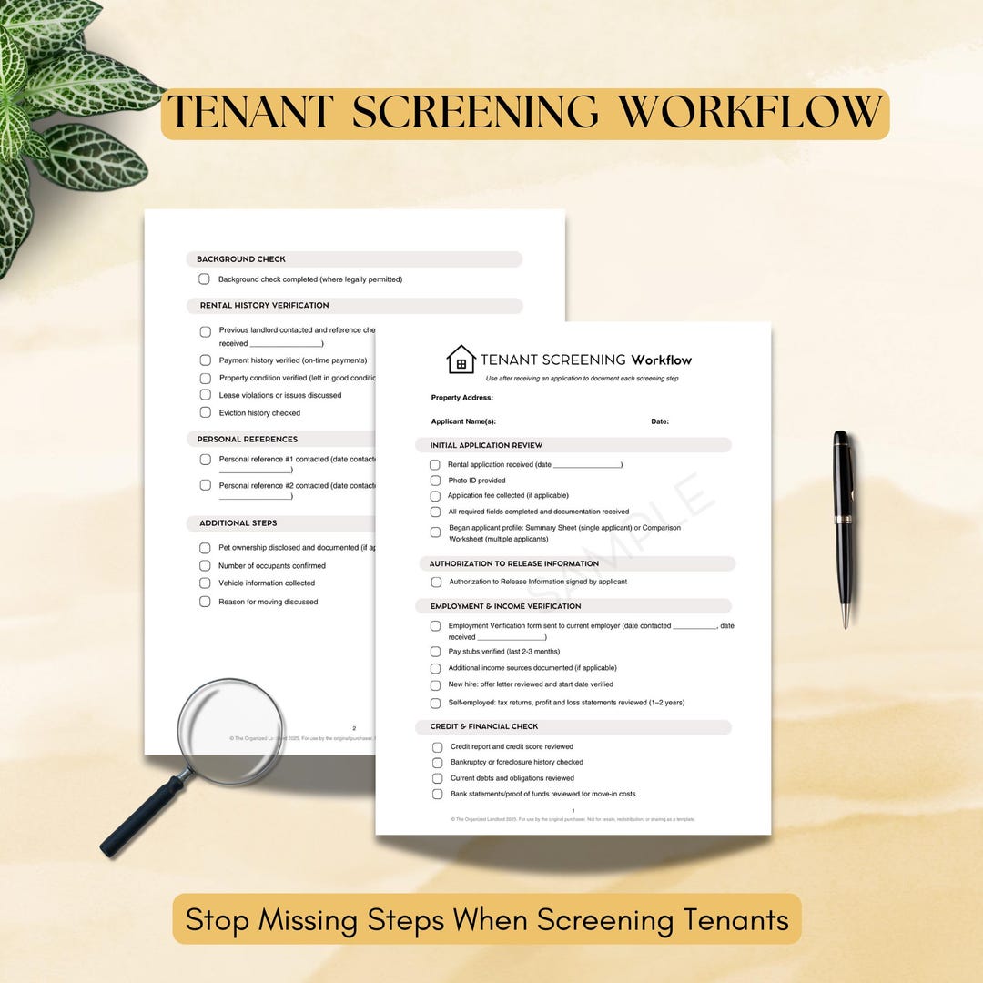 Tenant Screening Checklist for Landlords | Rental Application Screening Workflow | Property ...