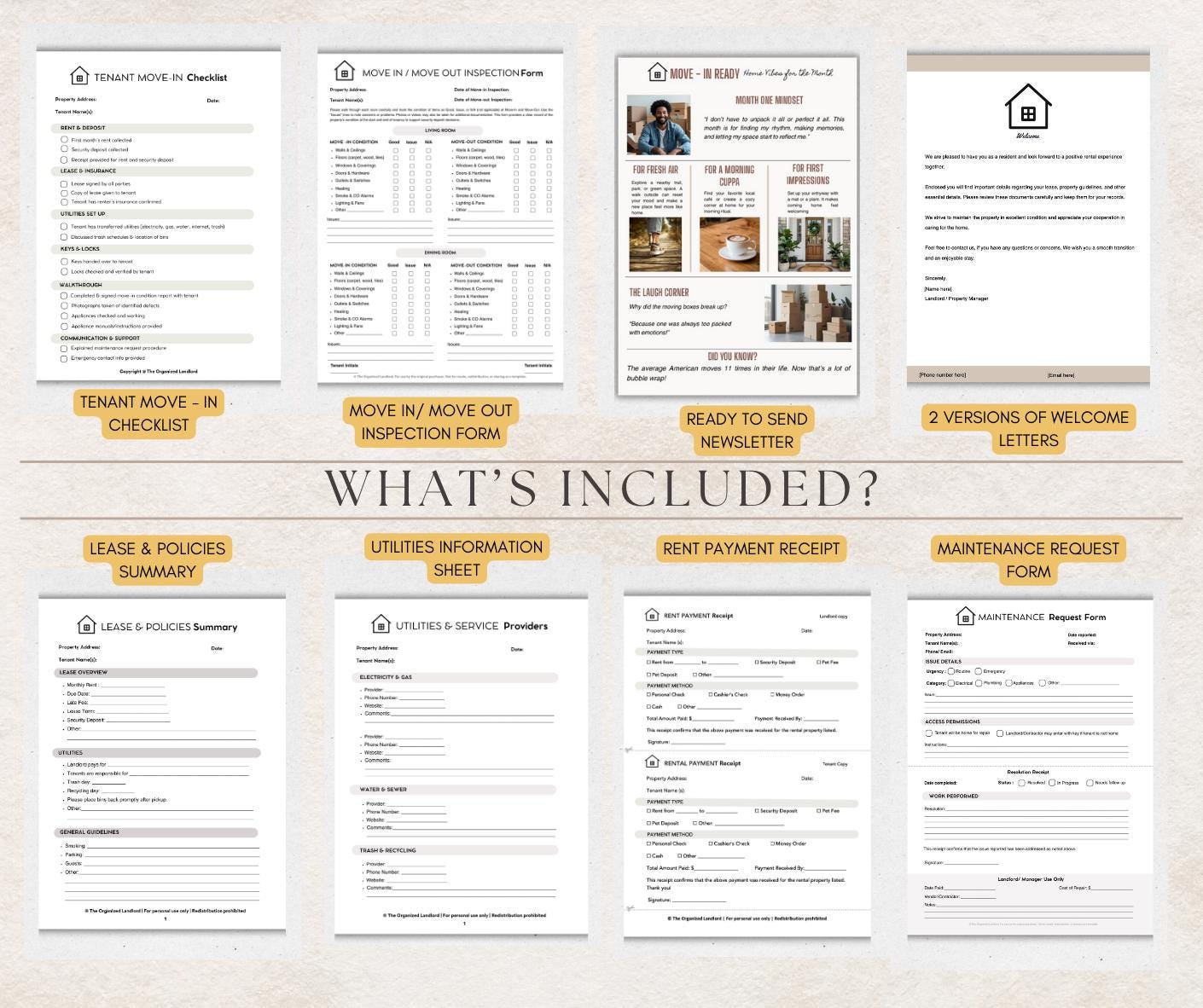 Tenant Welcome Packet | Essential Move-in Forms, Checklists & Welcome ...