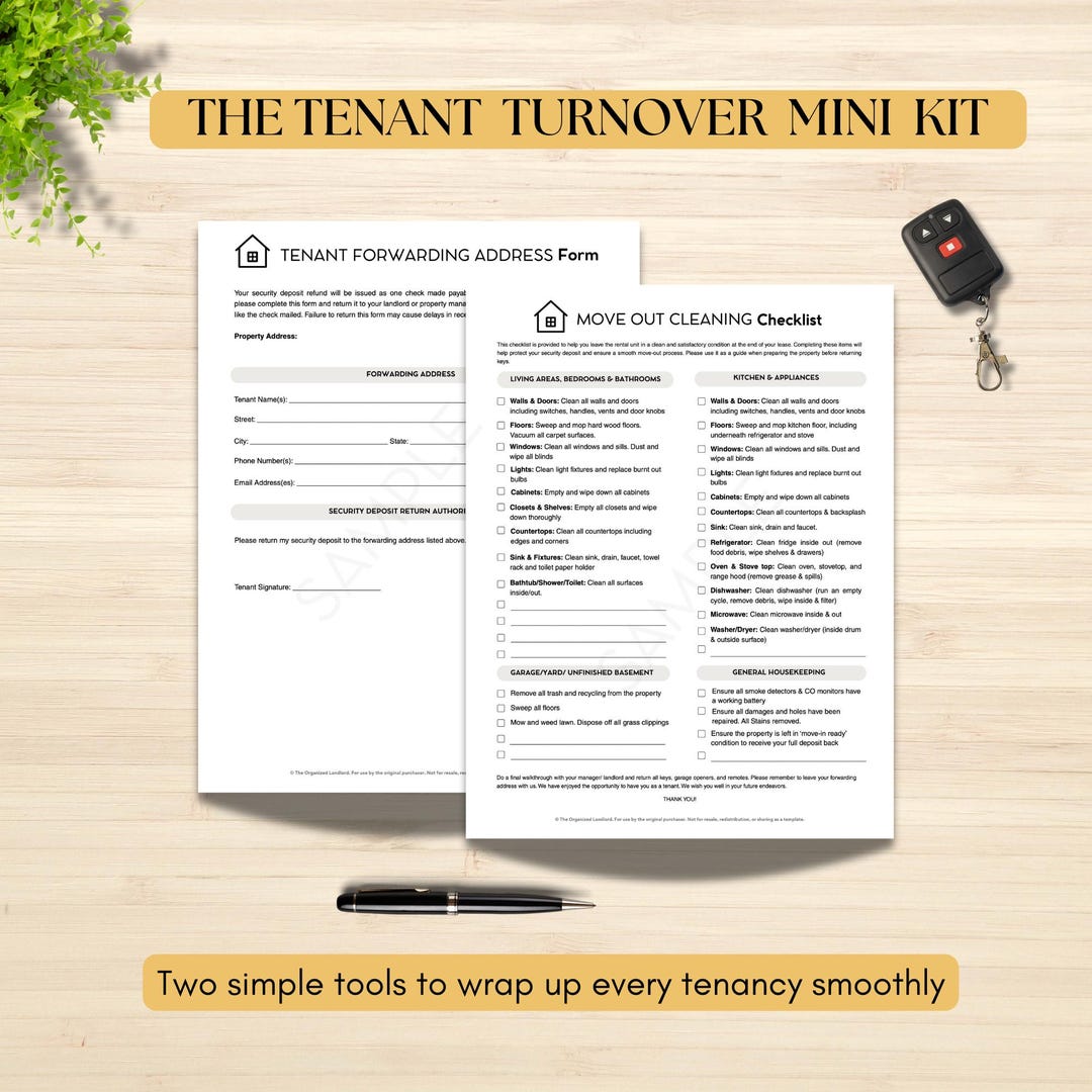 Move Out Cleaning Checklist Template | Landlord Tenant Move-out Packet ...