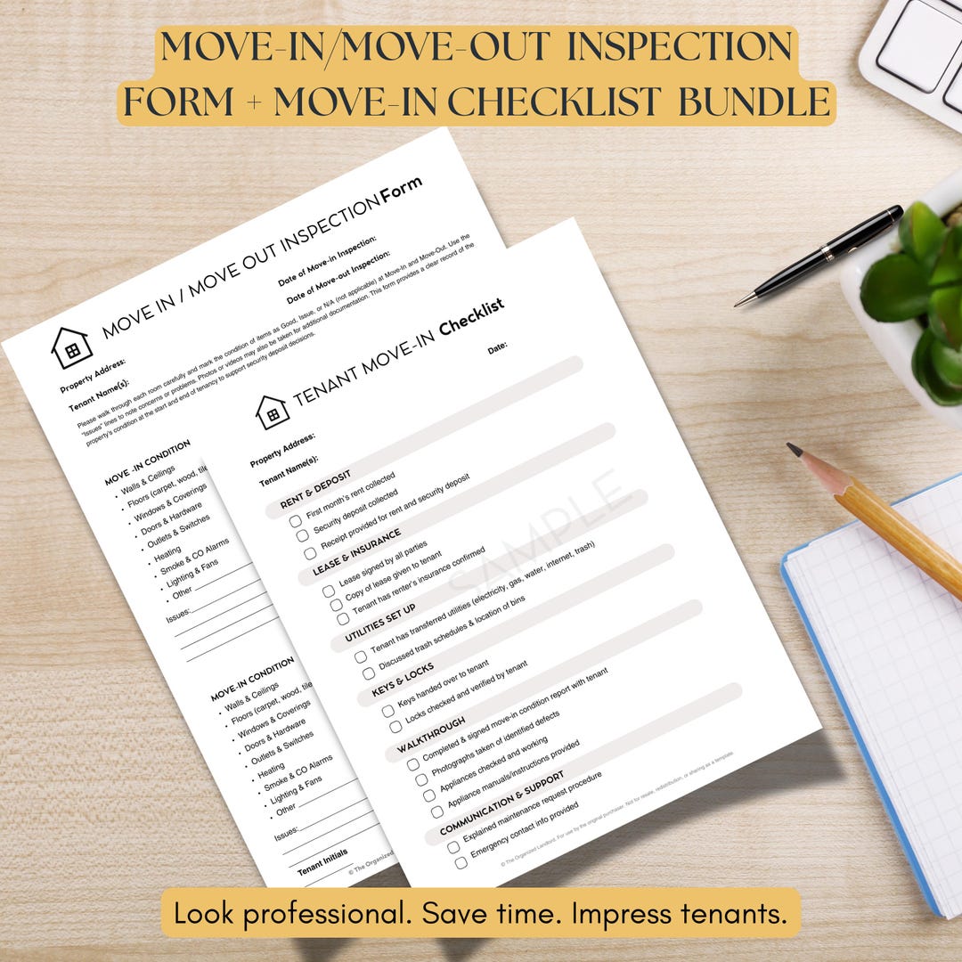 Move-in Move-out Inspection + Checklist Bundle | Landlord Tenant Forms ...