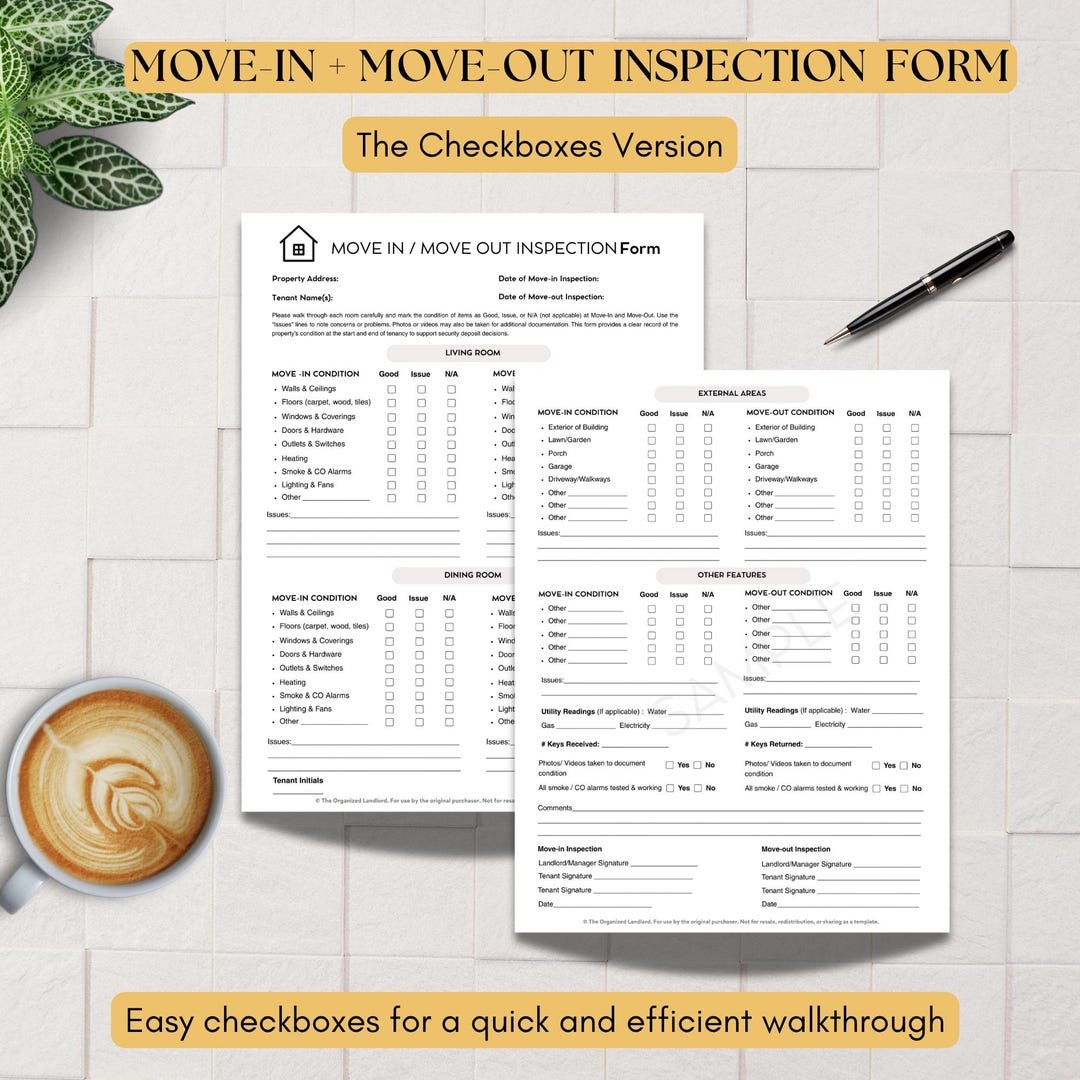 Move in Move Out Inspection Form + FREE Mindset Toolkit | Rental ...