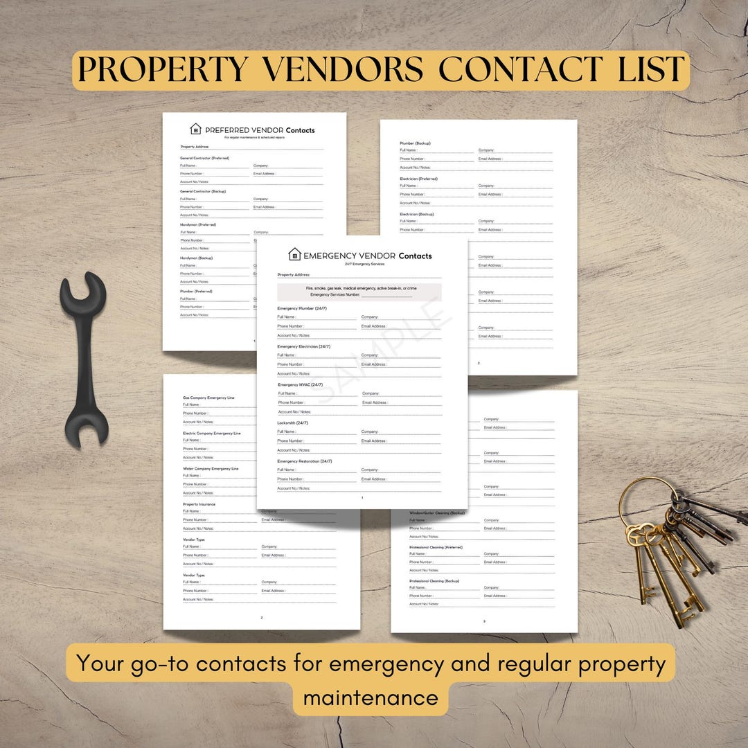 Landlord Vendor Contact List Template | Emergency & Preferred ...