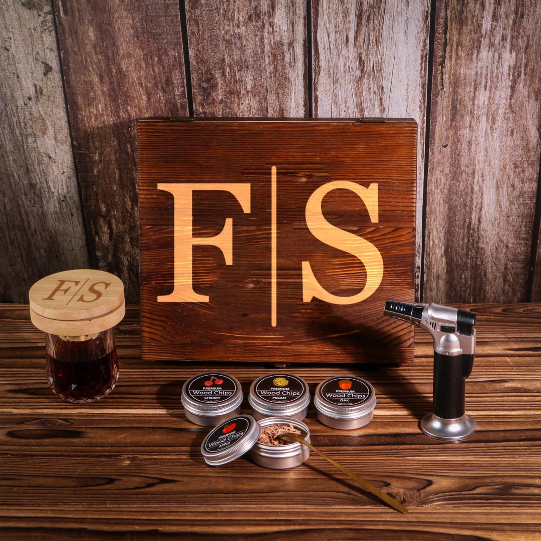 Personalized Whiskey Smoker Kit: Bourbon Cocktail Bar Tool Set - Etsy