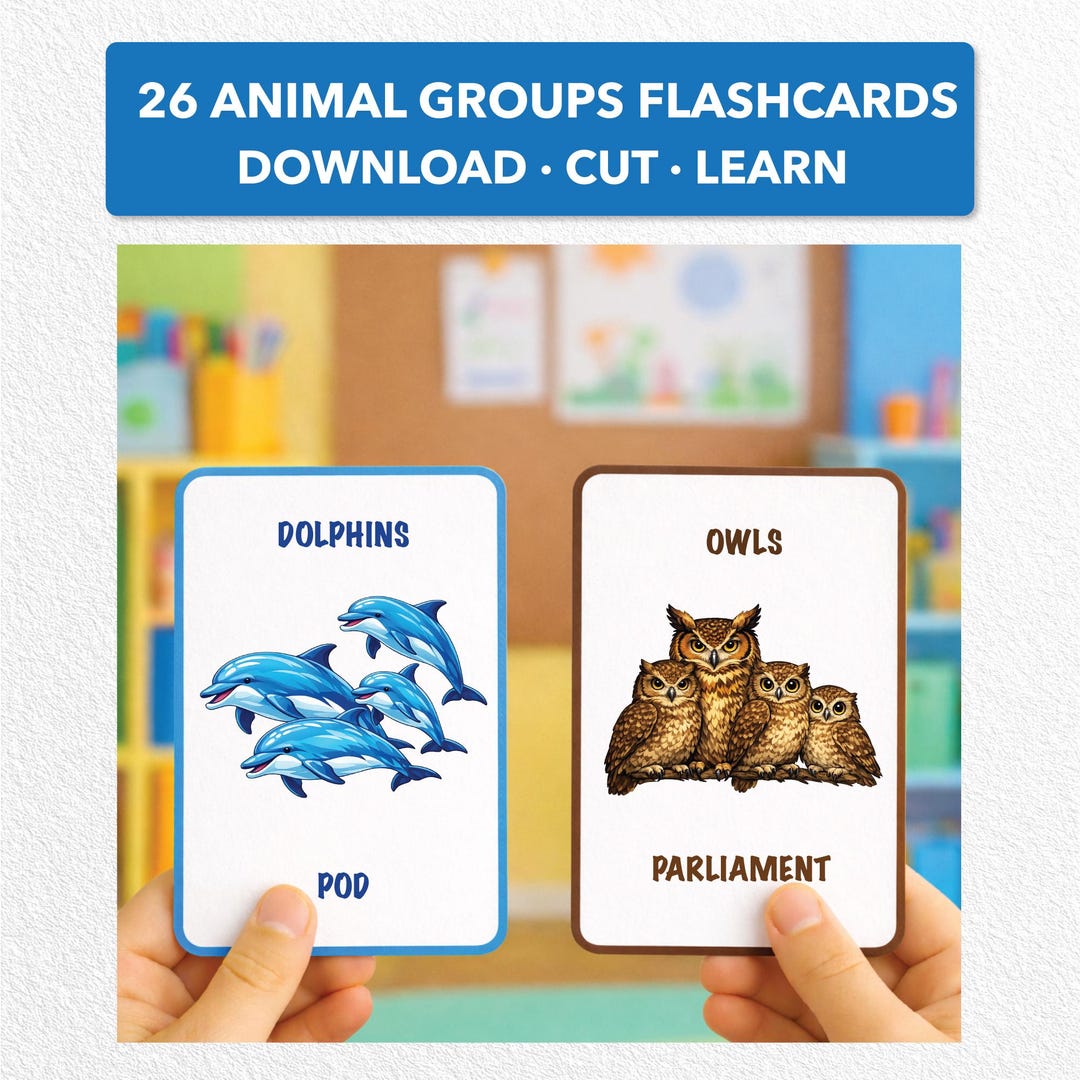 26 Animal Groups Flashcards Printable | Collective Nouns for Animals ...