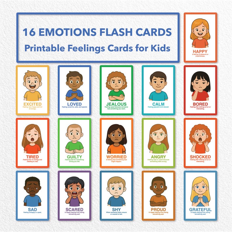 Social Emotional Learning Flashcards | Montessori Emotions Cards for ...