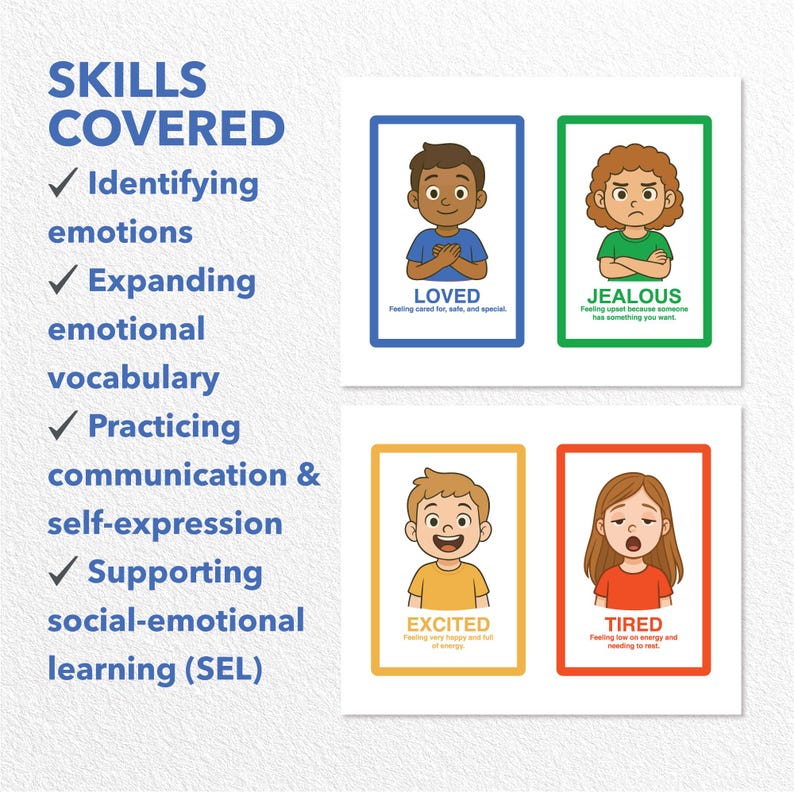 Social Emotional Learning Flashcards | Montessori Emotions Cards for ...