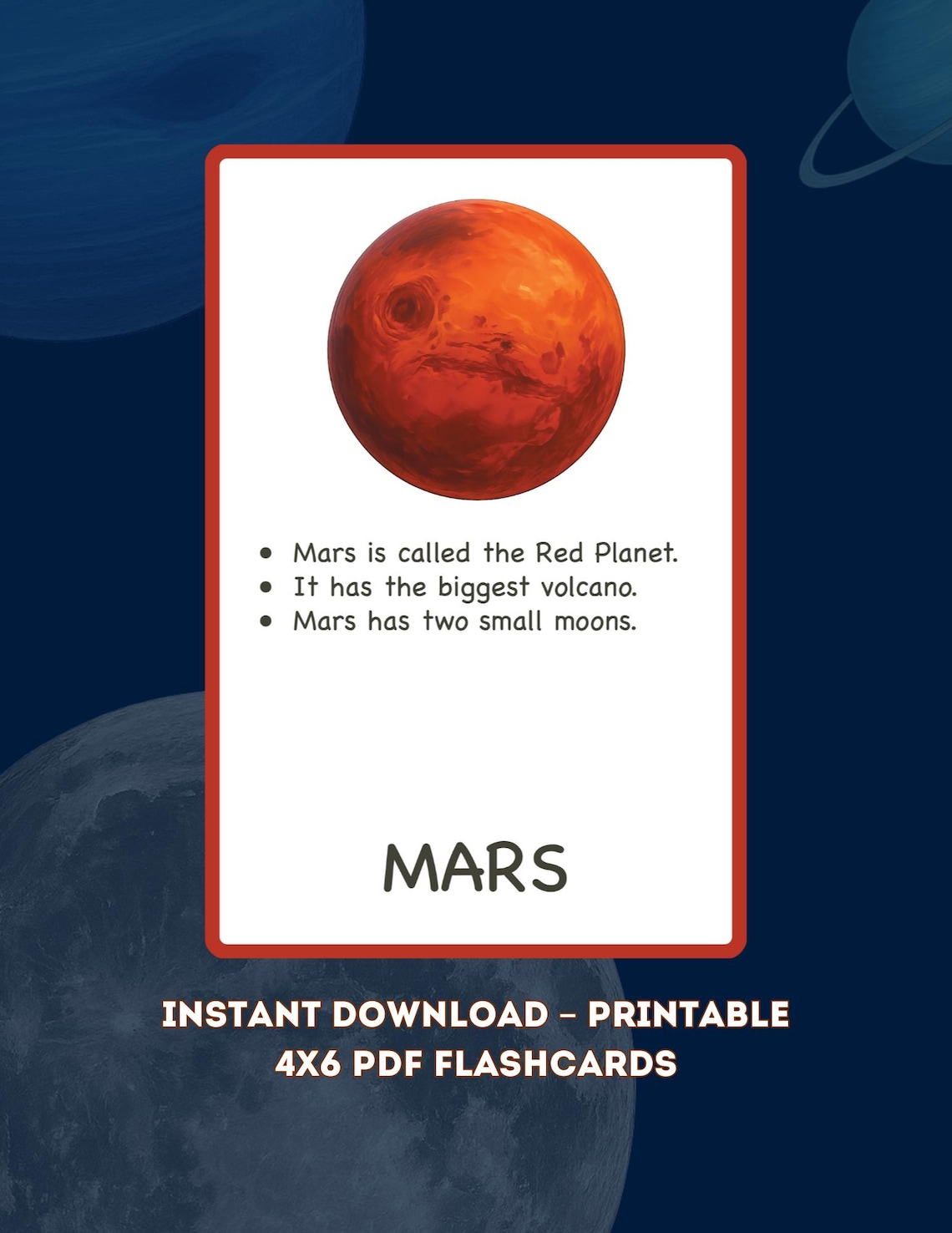 Solar System Flashcards: Fun Space Facts for Kids (printable PDF) - Etsy
