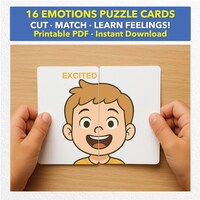 Find a Pair Emotions Puzzles - Printable Emotion Matching Cards ...