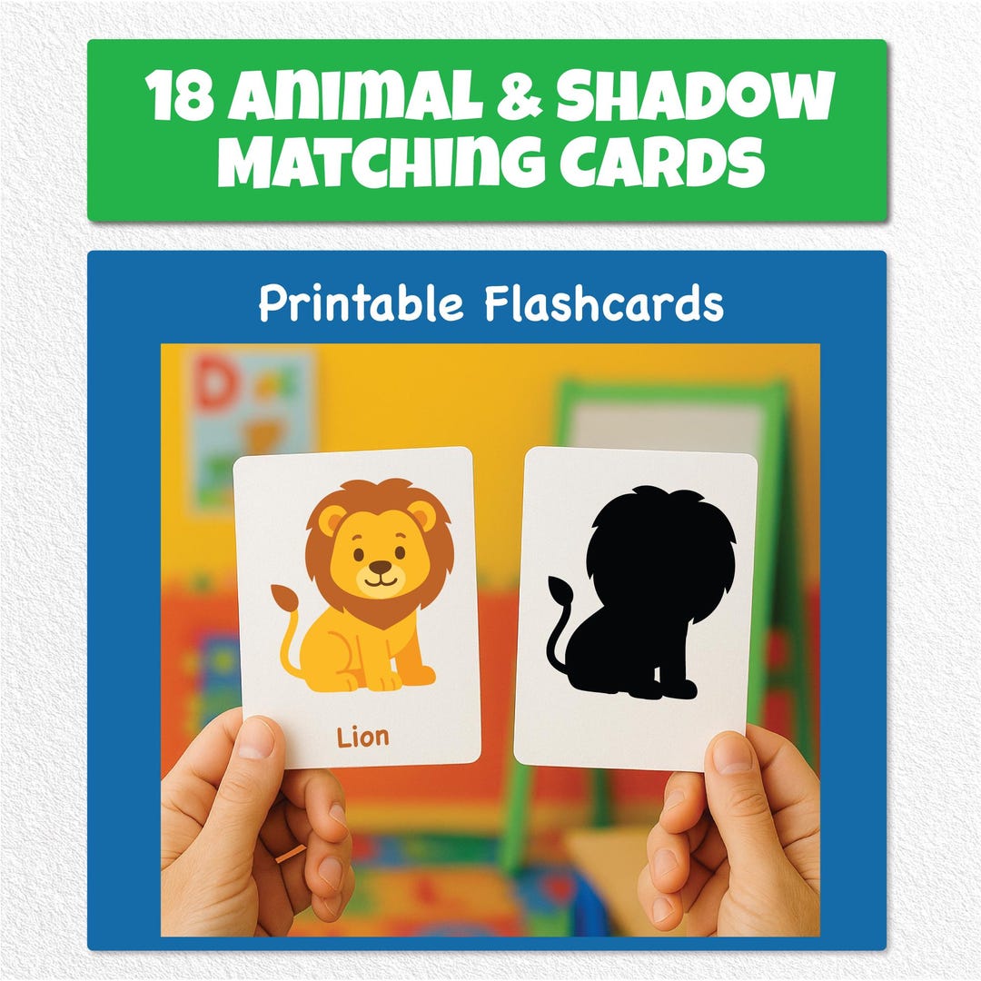 Animal Shadow Matching Game | 18 Printable Animal Flashcards ...
