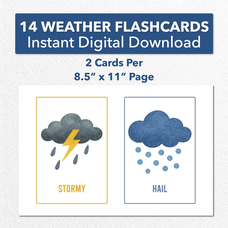 Weather Flashcards for Kids | Printable Preschool Science Cards | 14 ...