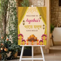 Gaye Holud Sign as Haldi Decor Signs, Pithi Signs & Haldi Posters as ...