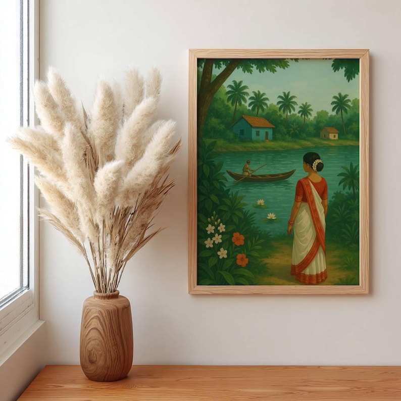 Bengali Village Art Print 18x24, Bangladesh Rural Landscape Wall Art ...