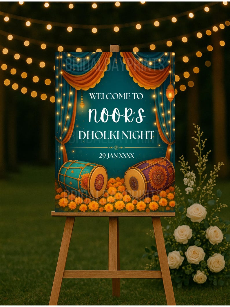 Editable Dolki Night Welcome Sign: Pakistani Wedding Decor (digital ...