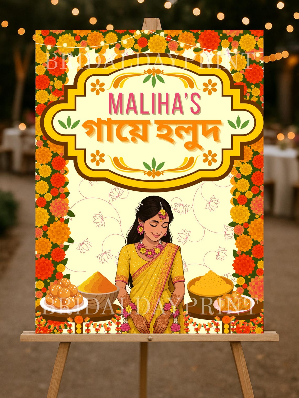 Gaye Holud Sign | Haldi Sign | Turmeric Ceremony | Bengali Indian ...