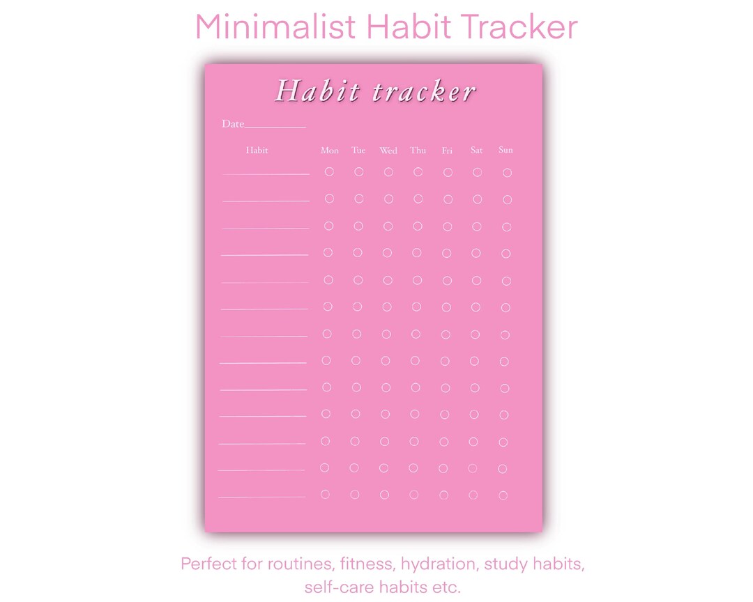 Pink Habit Tracker. - Etsy