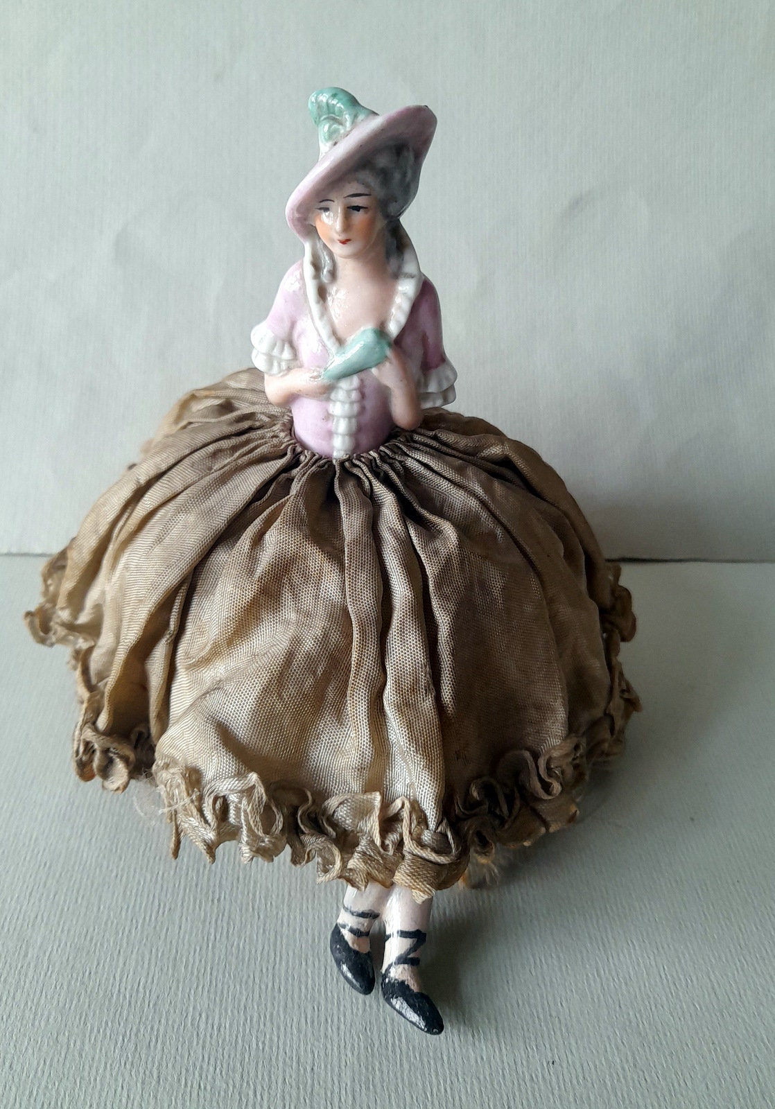 Antique Victorian Very Old Porcelain Half Doll With Legs Pin Cushion ...