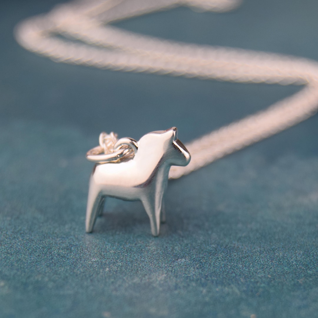 Small Sterling Silver Swedish Dala Horse Pendant - Etsy