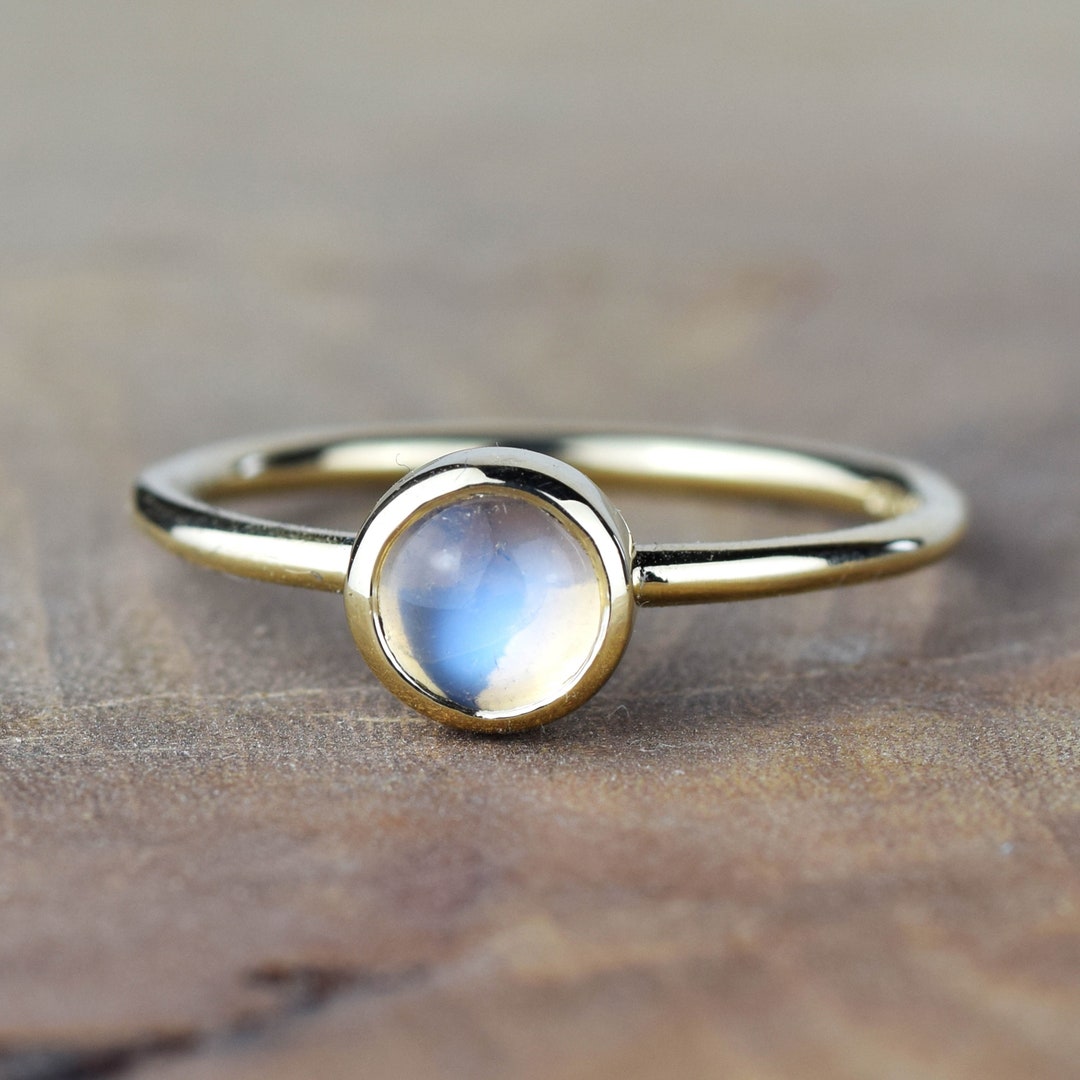 Gold Fine Moonstone Stackable Ring - Etsy
