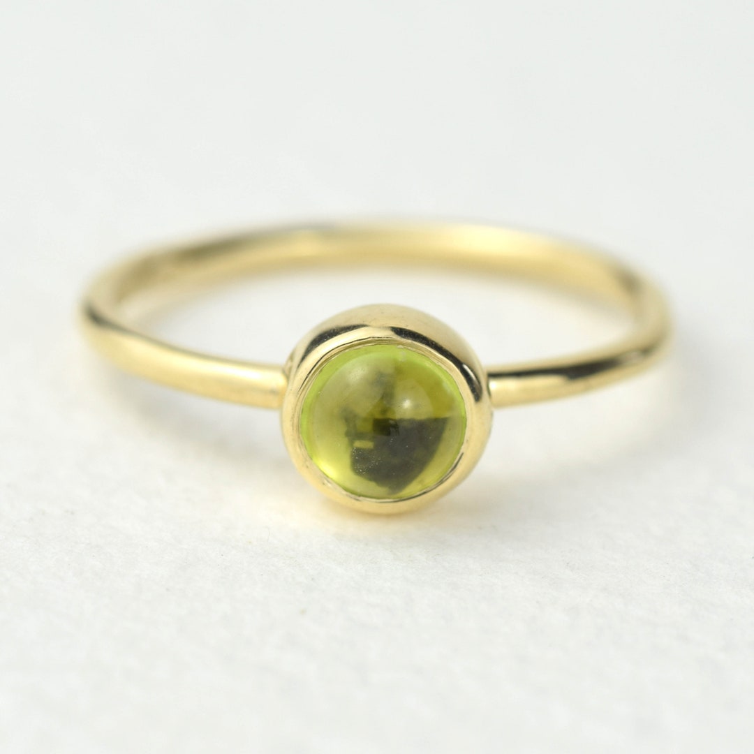 Peridot Gold Stacking Ring - Solid Gold Green Peridot Ring - Dainty ...