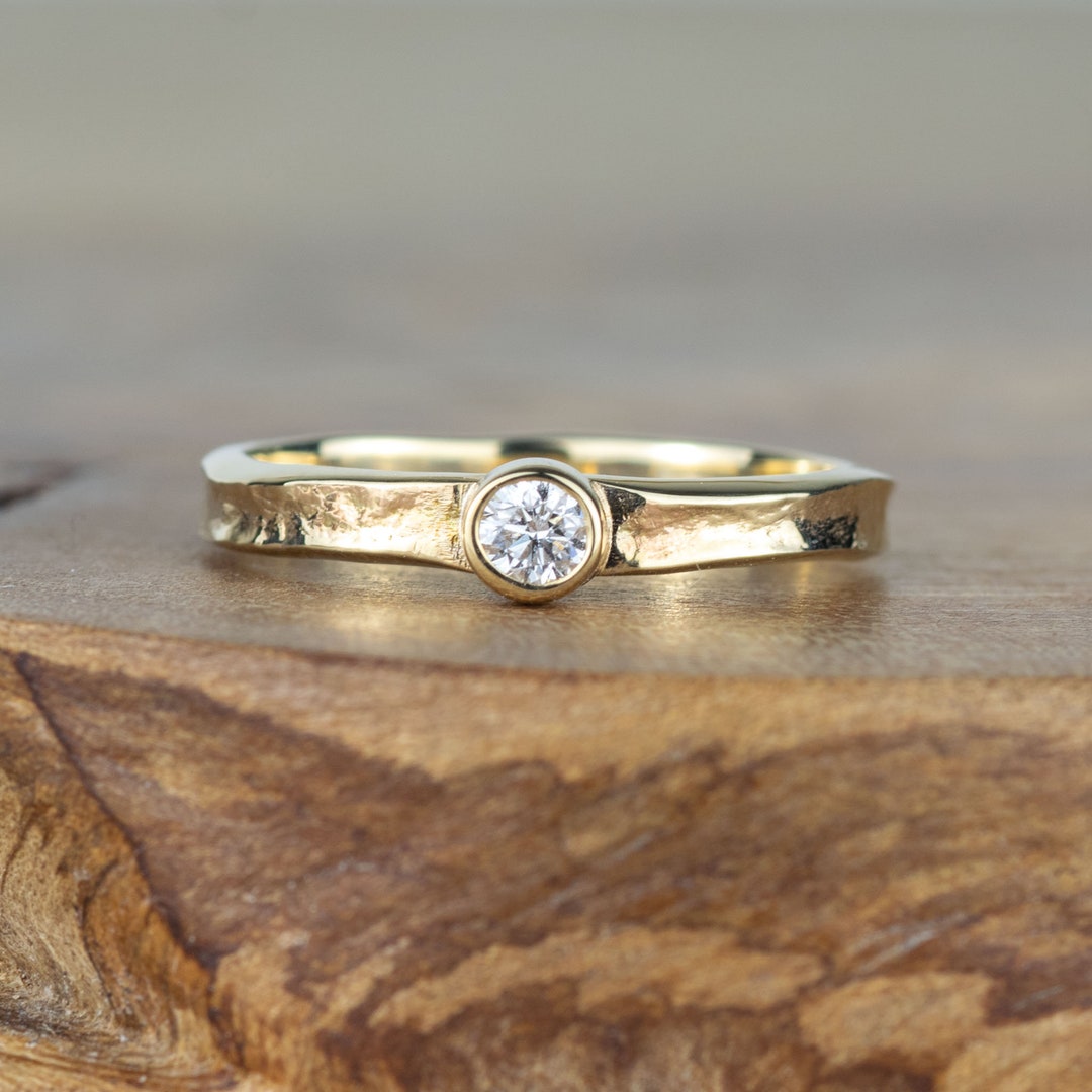 Diamond Tess Solid Gold Textured Storybook Ring - Engagement Ring - Etsy UK