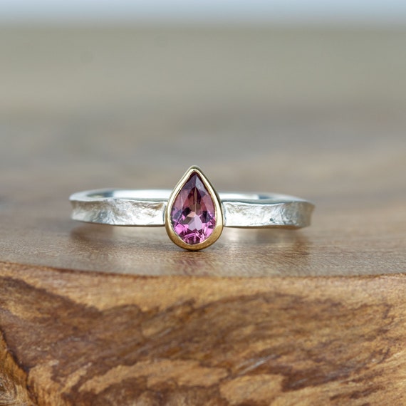 Pink Tourmaline Alice Teardrop October Birthstone Ring Etsy Canada