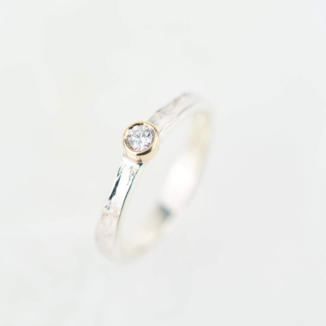 Diamond Tess Silver and Gold Textured Storybook Ring Engagement Ring ...