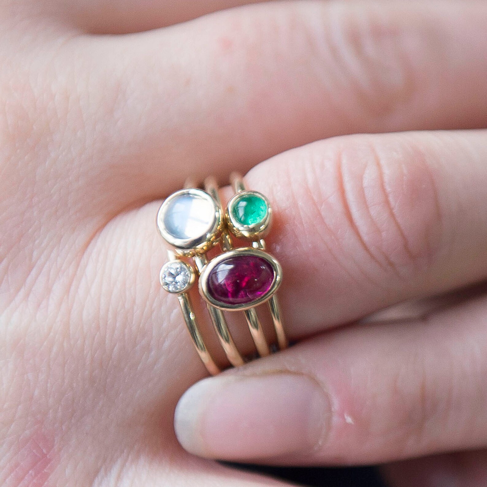 Gold Fine Moonstone Stackable Ring - Etsy